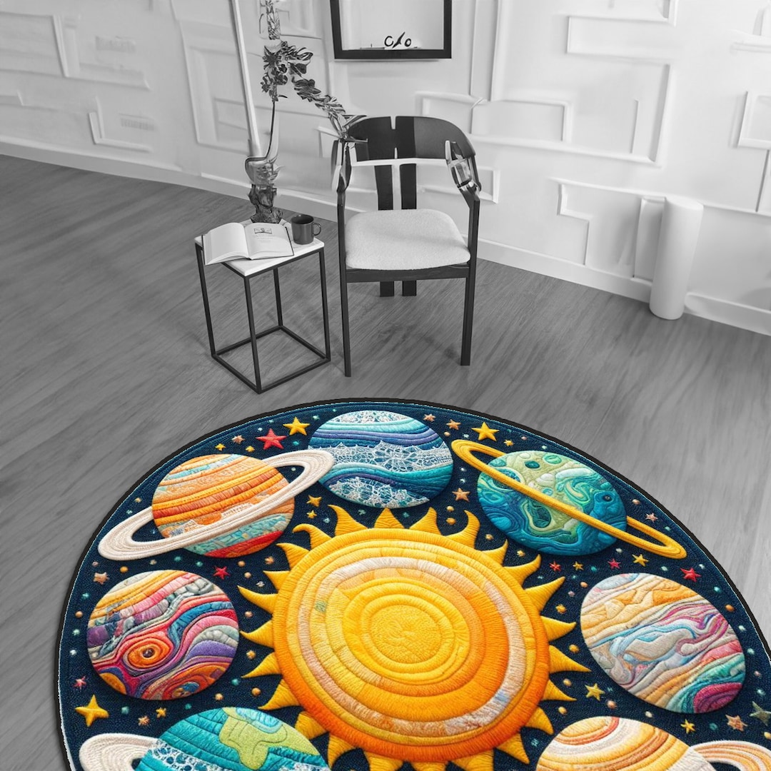 Solar System Kids Room Rug, Solar System Area Rug, Gift for Kids, Space ...