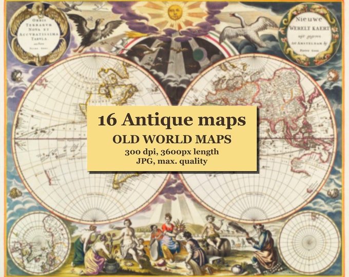 Fantasy Maps Digital Paper, Vintage Maps, World Map Scrapbook Paper ...