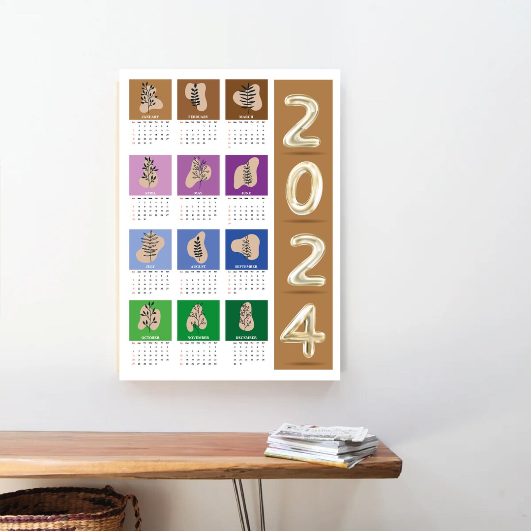 Printable Calendar, 2024, Months, Spring, Autumn,summer, Winter, Wall ...