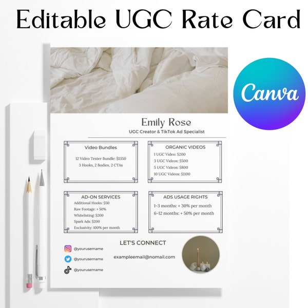 Rate Card Template - Etsy Canada