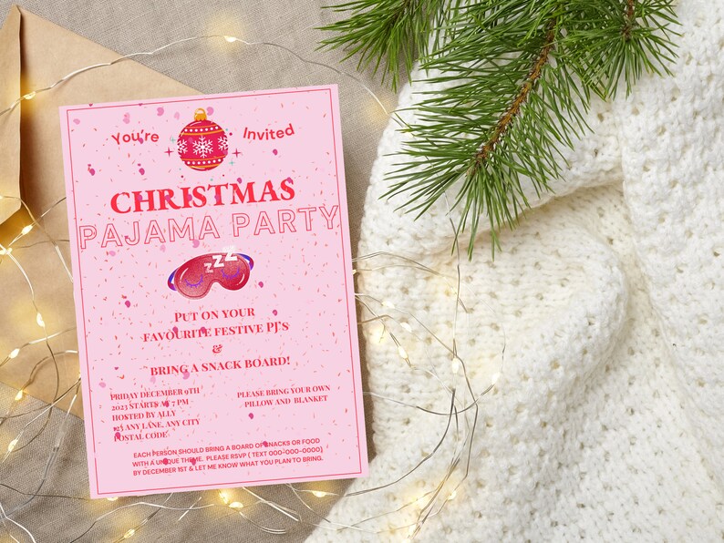 Animated Christmas Invitation- Festive PJ Party E-invite for Girls ...