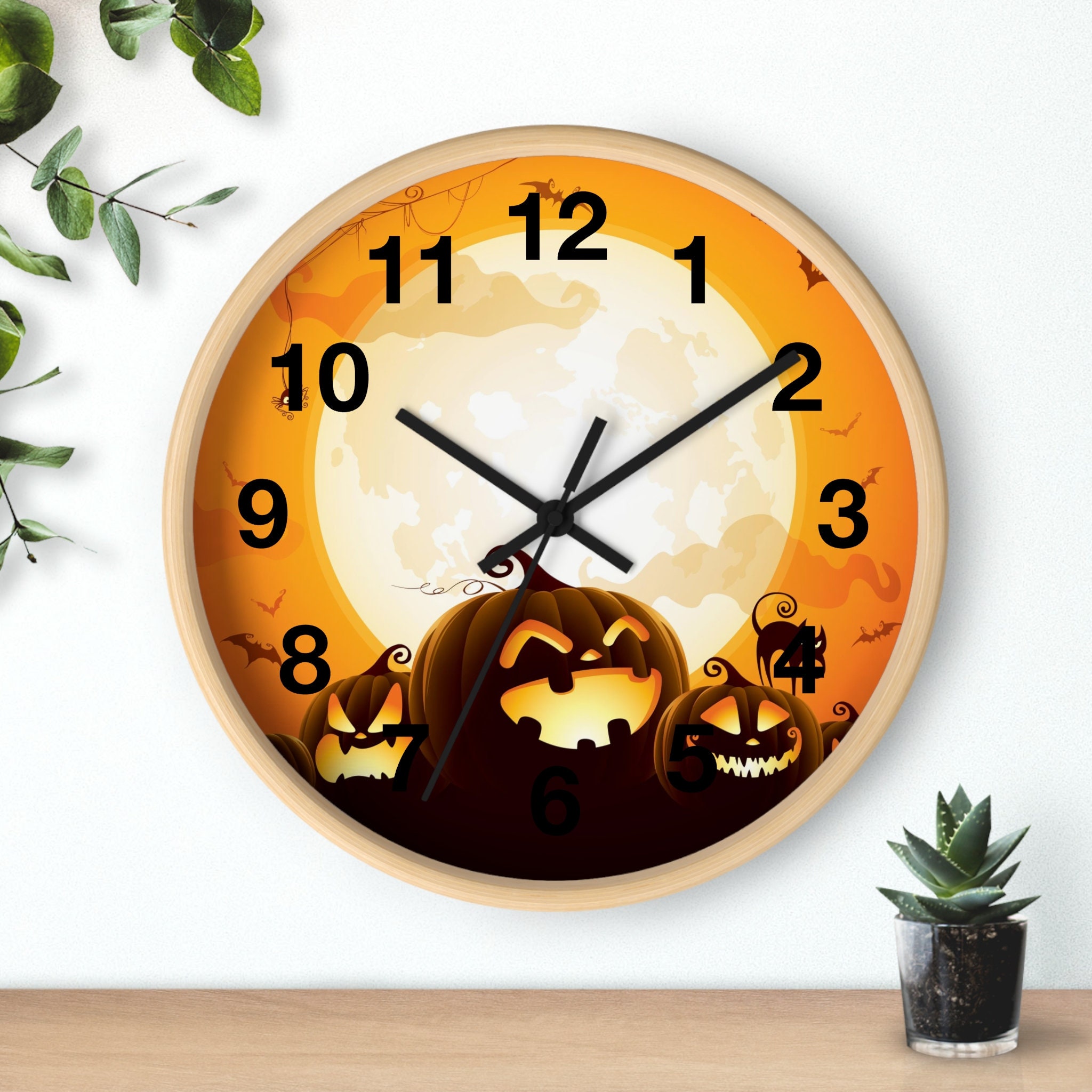Halloween Wall Clock, Spooky Clock, Pumpkin-themed Clock sold by Ede ...