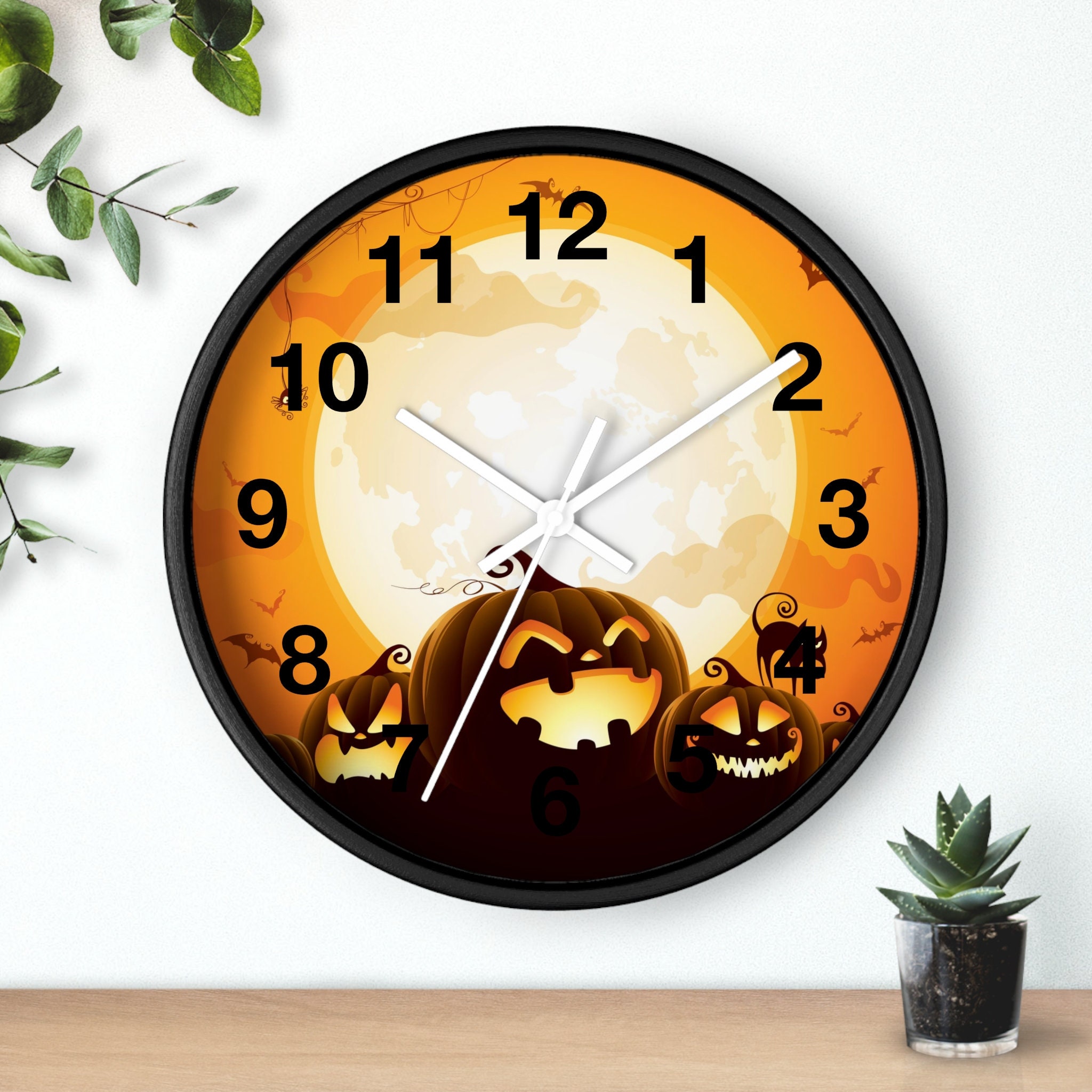Halloween Wall Clock, Spooky Clock, Pumpkin-themed Clock sold by Ede ...