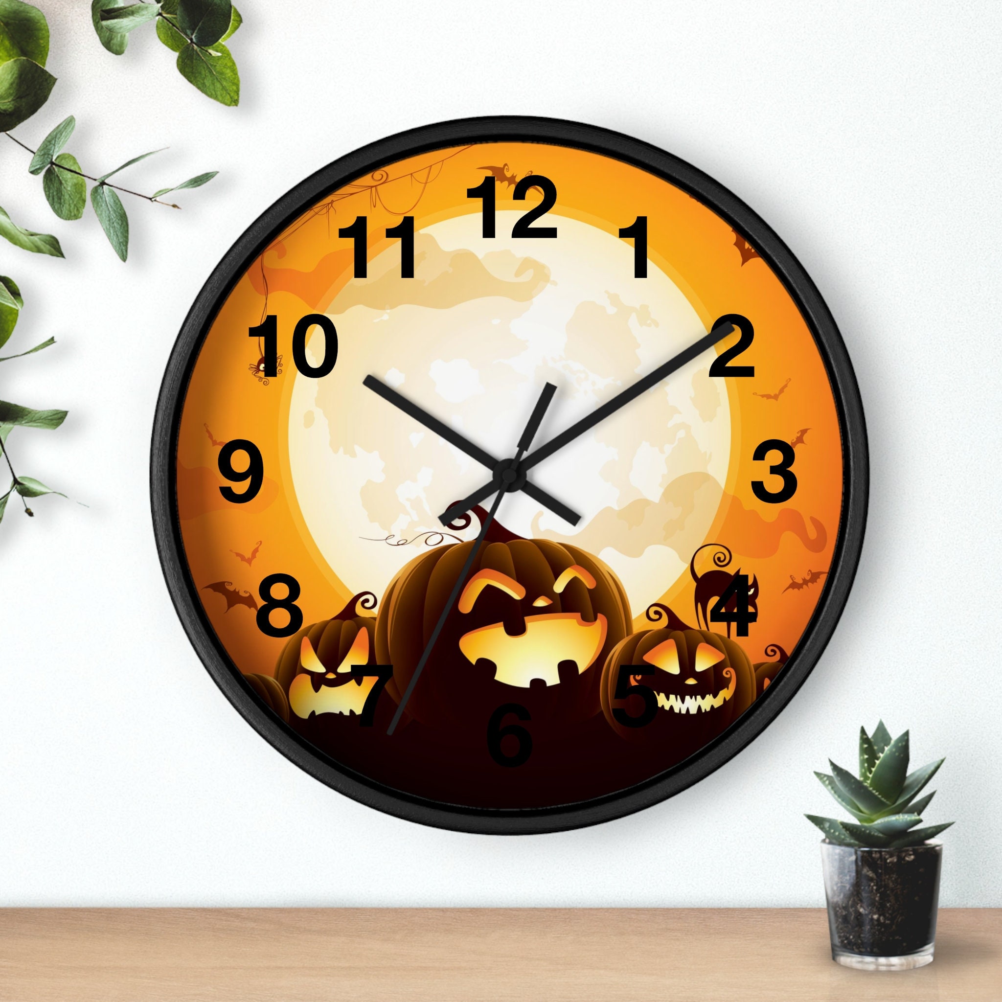 Halloween Wall Clock, Spooky Clock, Pumpkin-themed Clock sold by Ede ...