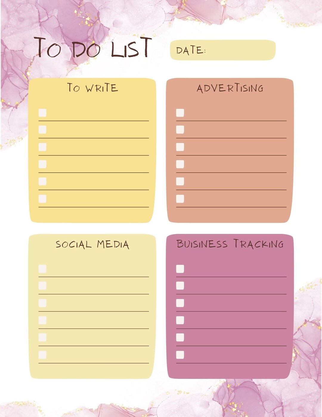 Writer's Daily To-do List - Geode- Instant Downloadable, Printable PDF ...