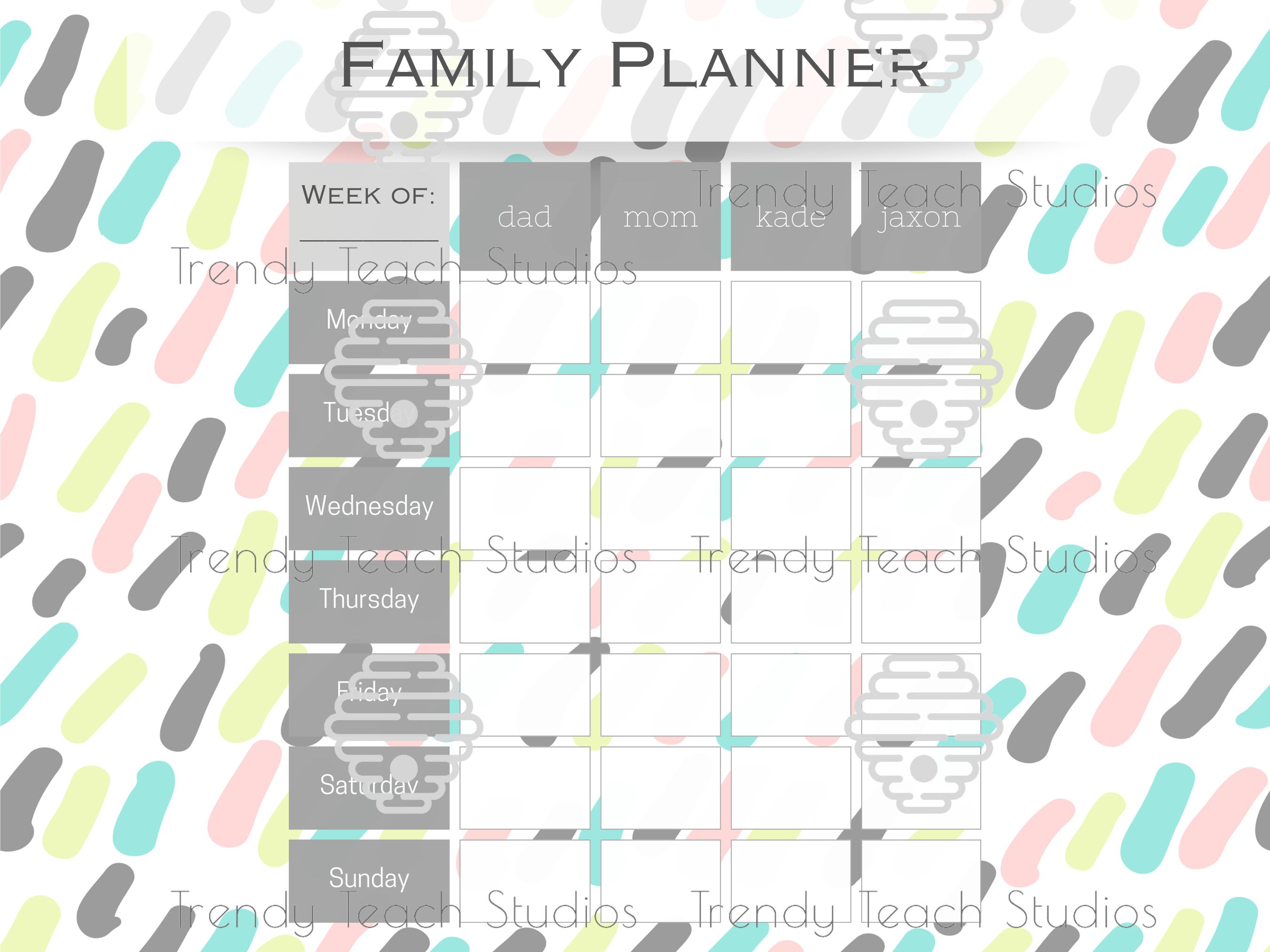Editable Family Planner Canva Template - Etsy