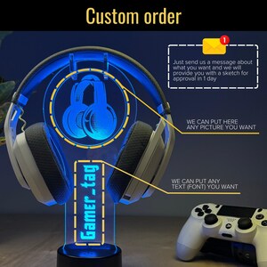 Headphone Stand With Custom Engraving, Personalized Headset Holder ...