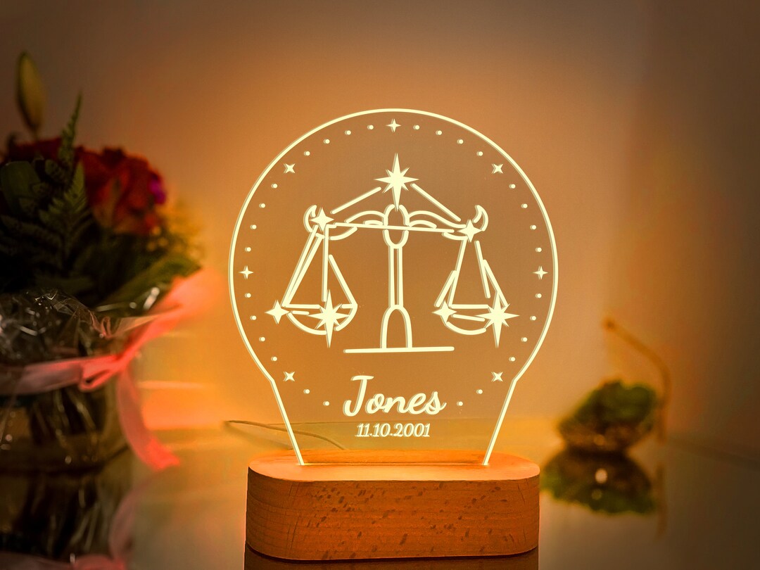 Astrological Sign Night Light, Custom Zodiac Sign Acrylic LED Lamp ...