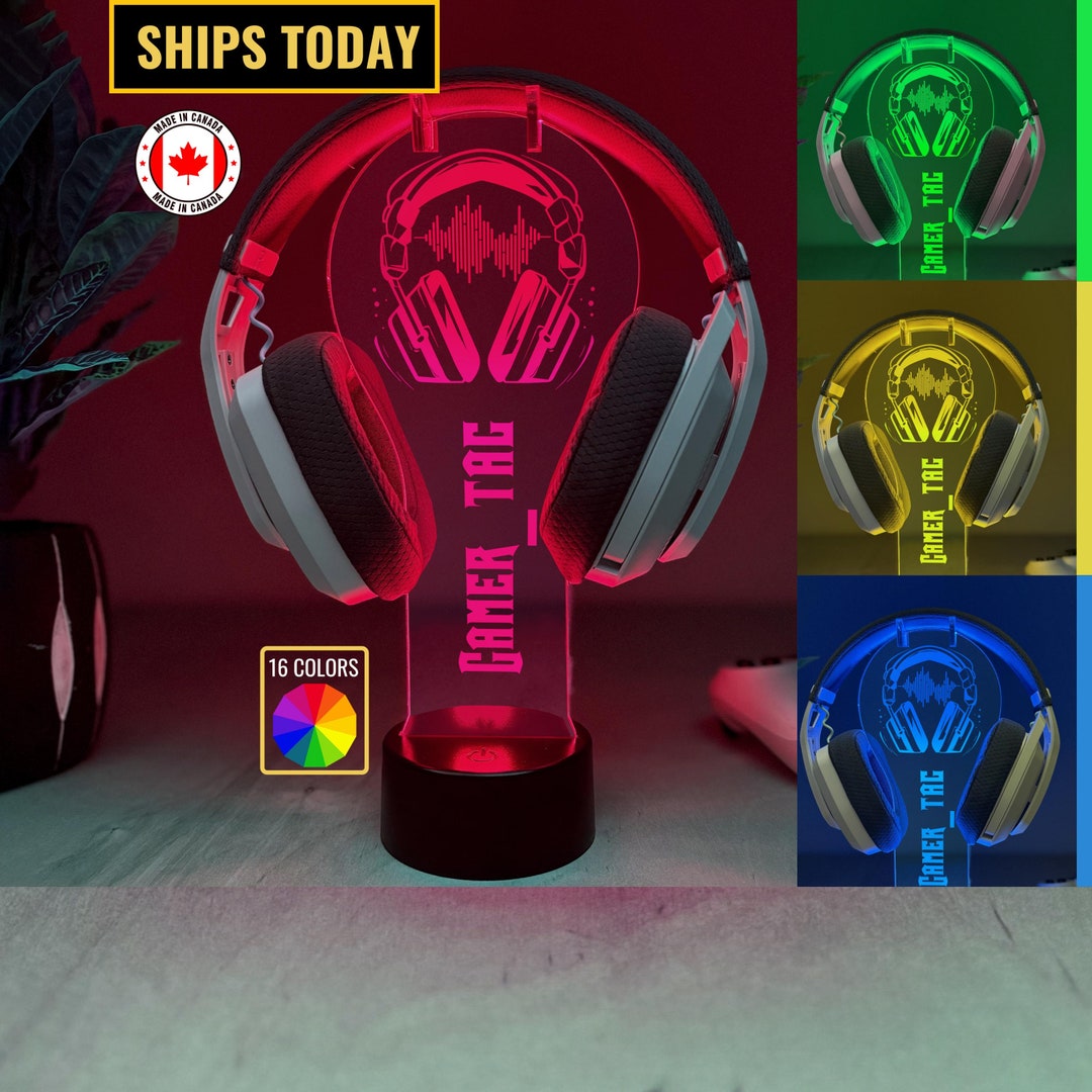 Headphone Stand With Custom Engraving, Personalized Headset Holder ...