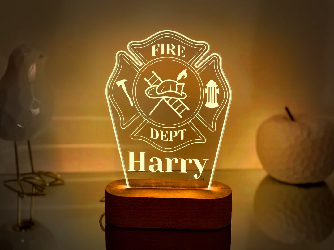 Firefighter Badge Night Lamp, Original Retirement Gift for Fireman ...