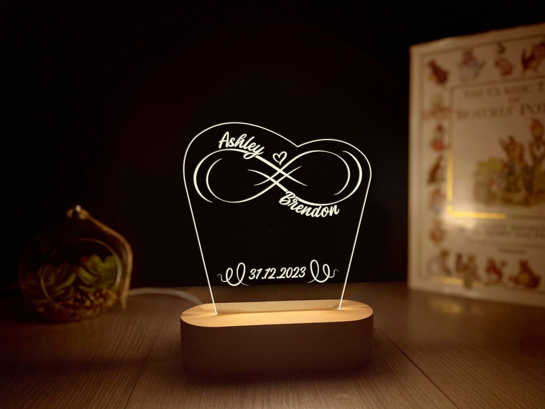 Infinity Symbol Lamp, Valentine's Day Gift, Personalized Name Couples ...