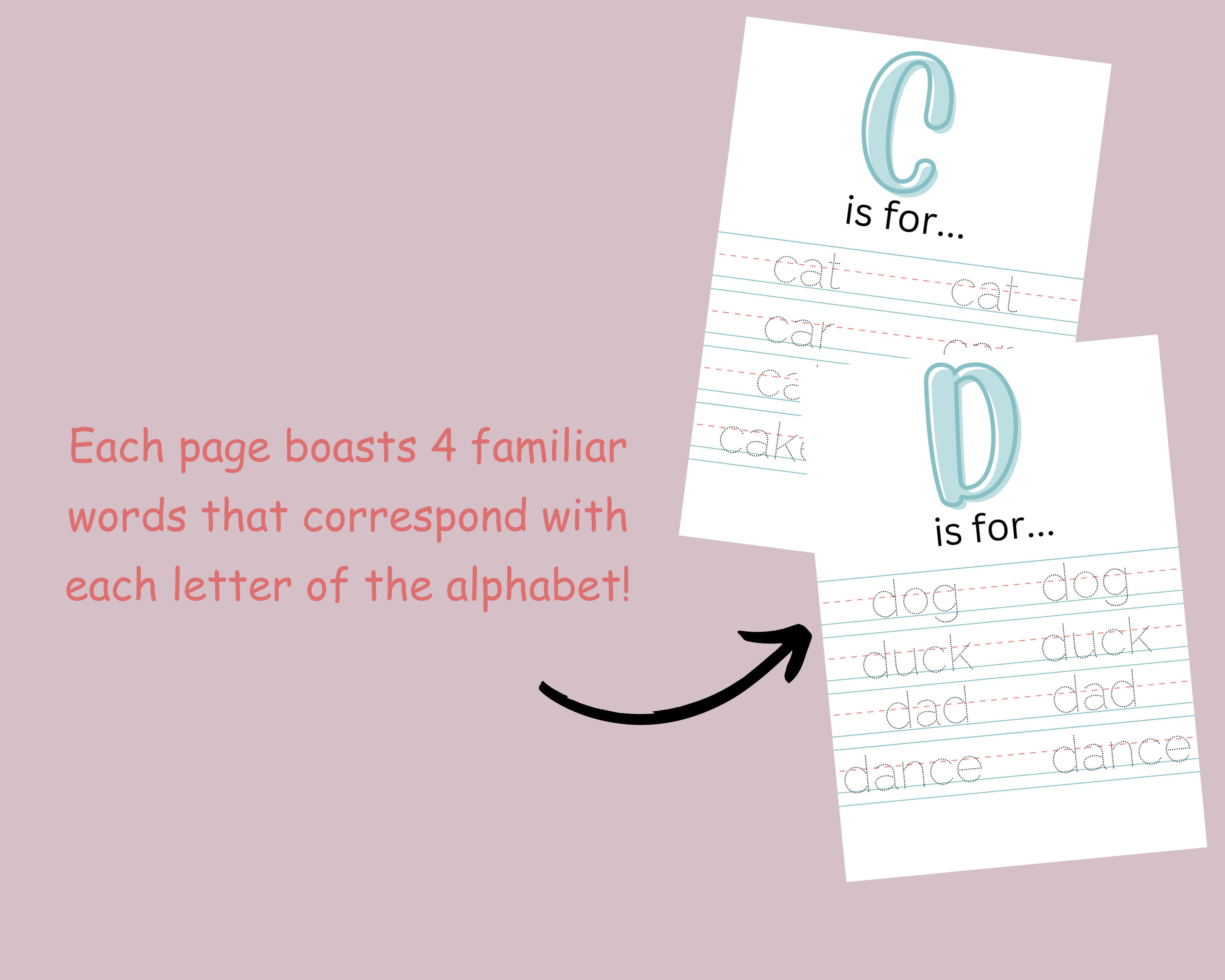 Word Tracing Kids Worksheet Printable - Etsy