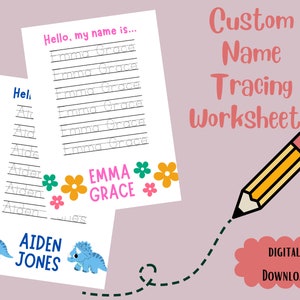 CUSTOM Name Tracing Worksheet (digital Download) - Etsy