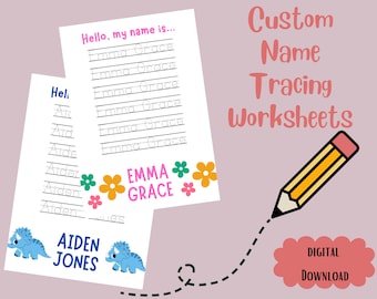 Custom Name Tracing Handwriting Printable Digital Download - Etsy
