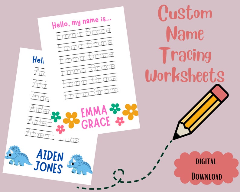 CUSTOM Name Tracing Worksheet (digital Download) - Etsy