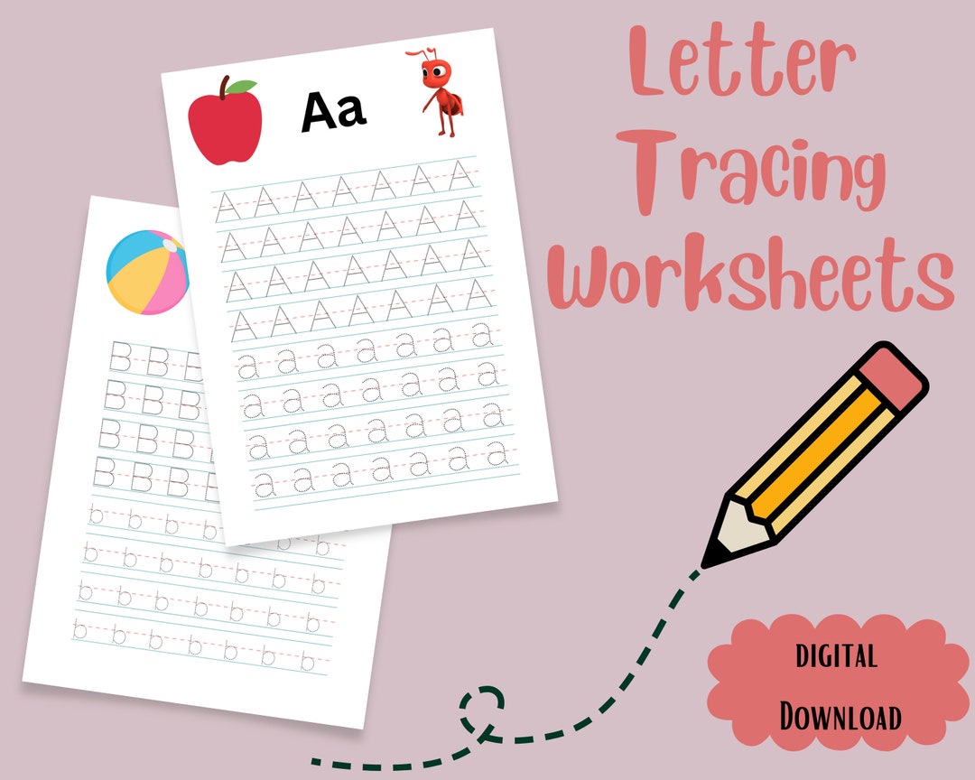 Letter Tracing Kids Worksheet Printable - Etsy
