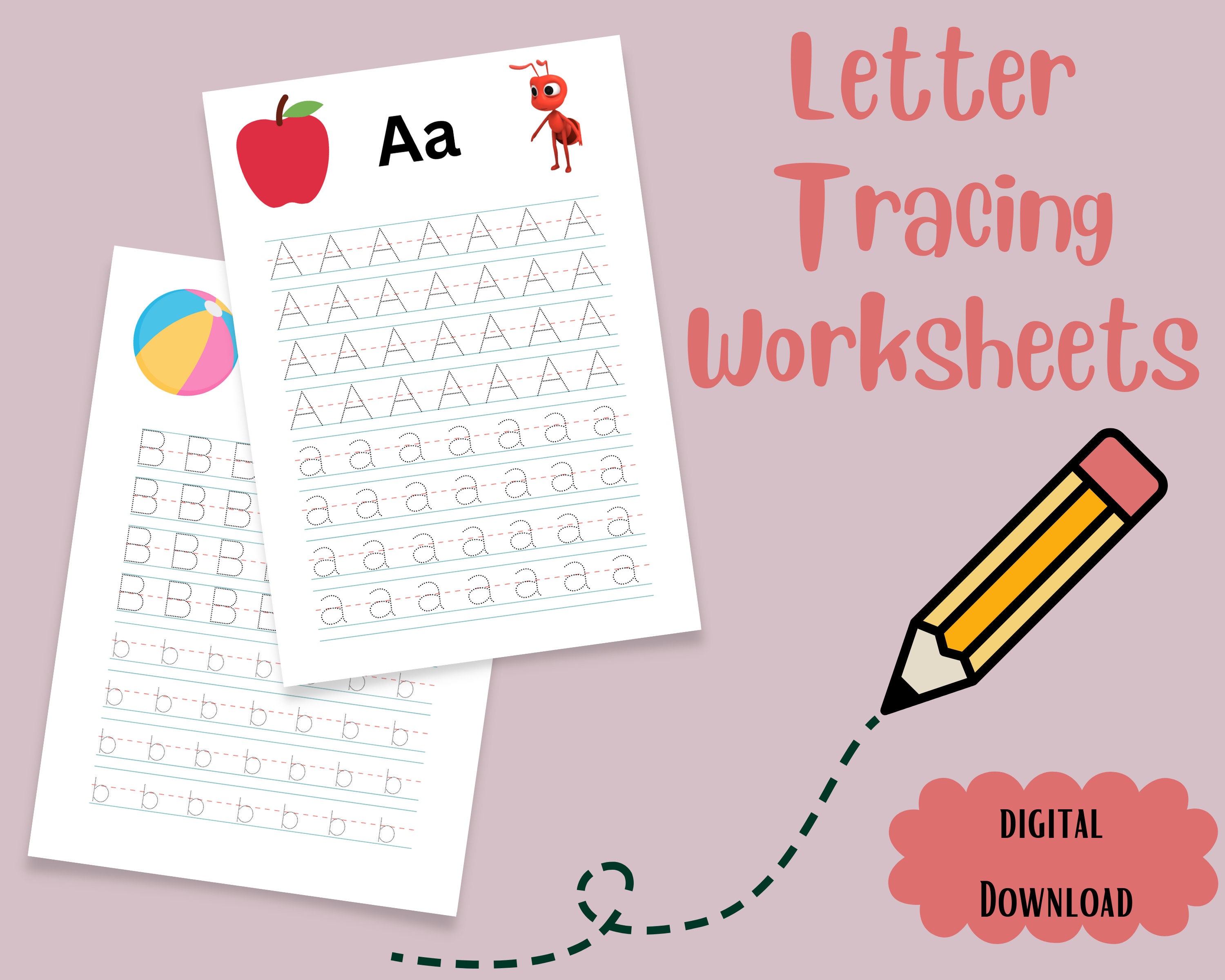 Letter Tracing Kids Worksheet Printable - Etsy