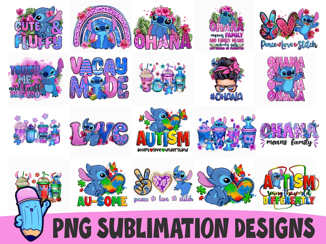Stitch PNG, Sublimation Design, Ohana Png, Cute Stitch Png, Floral ...