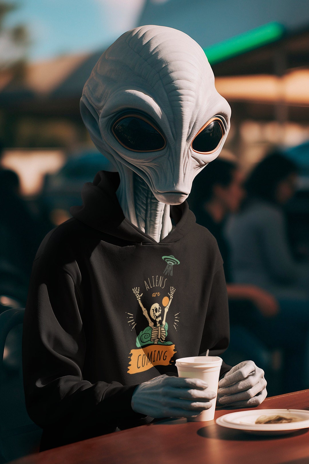 Alien Hoodie Extraterrestrial Aliens Are Coming Skeleton Sweatshirt UFO ...