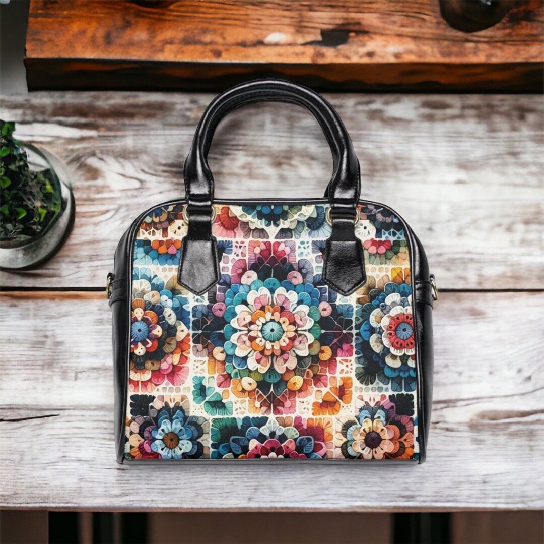 Novelty Bag Unusual Purse Granny Squares Custom Leather Bag Small Purse ...