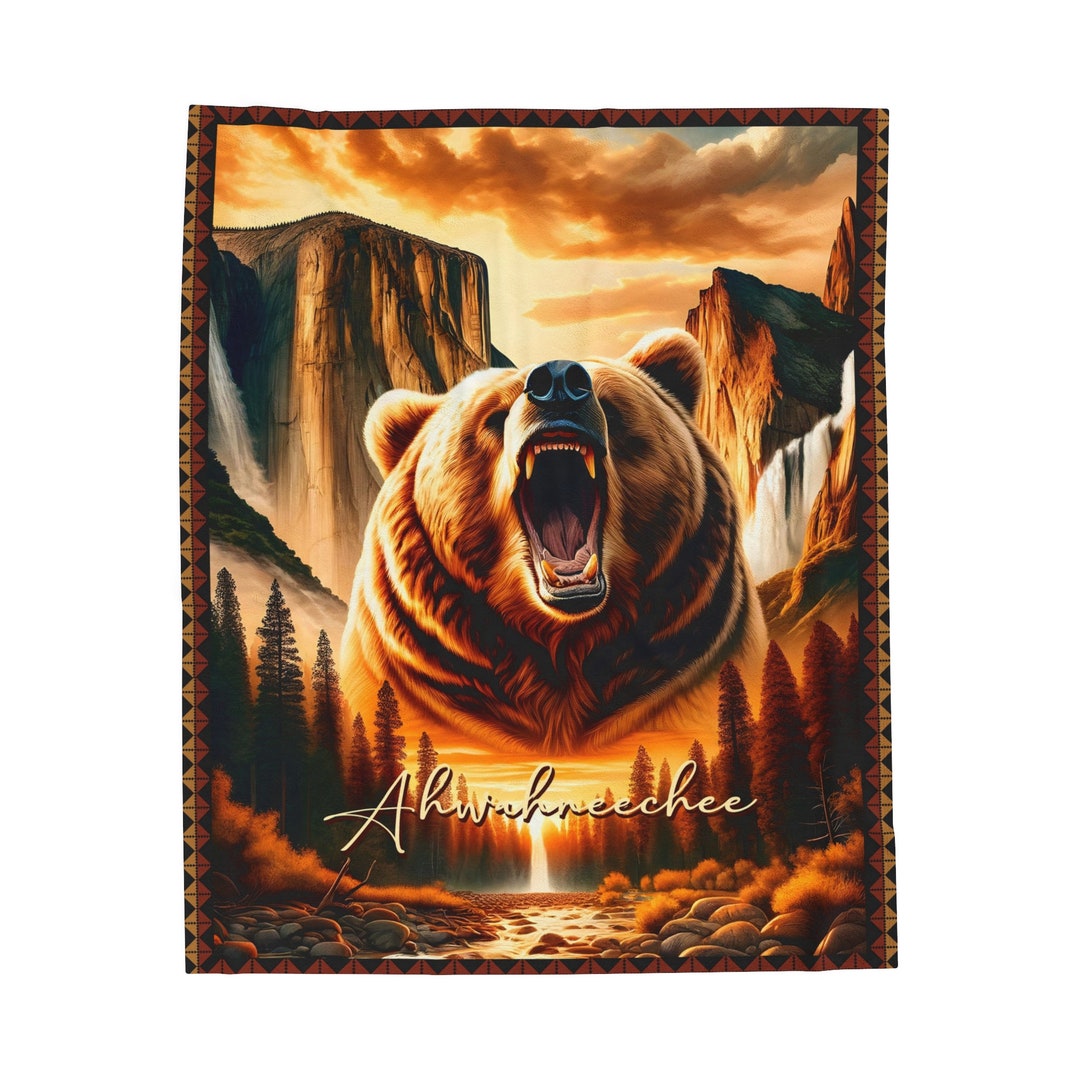 Bear Throw Blanket, Blankets and Throws, Native American, Yosemite ...