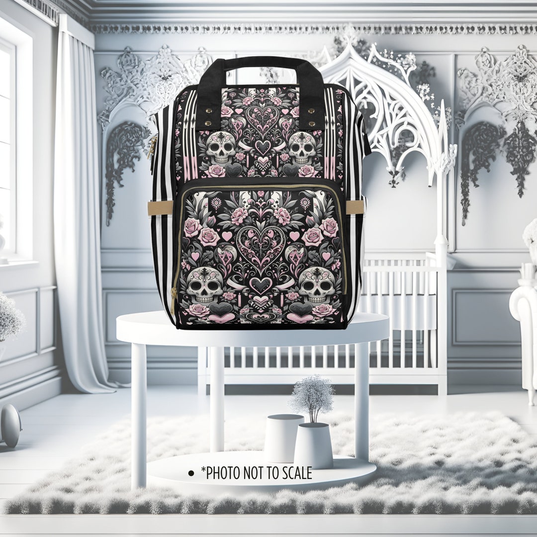 Goth Girl Baby Diaper Bag Gothic Pink Skulls Unique Baby - Etsy