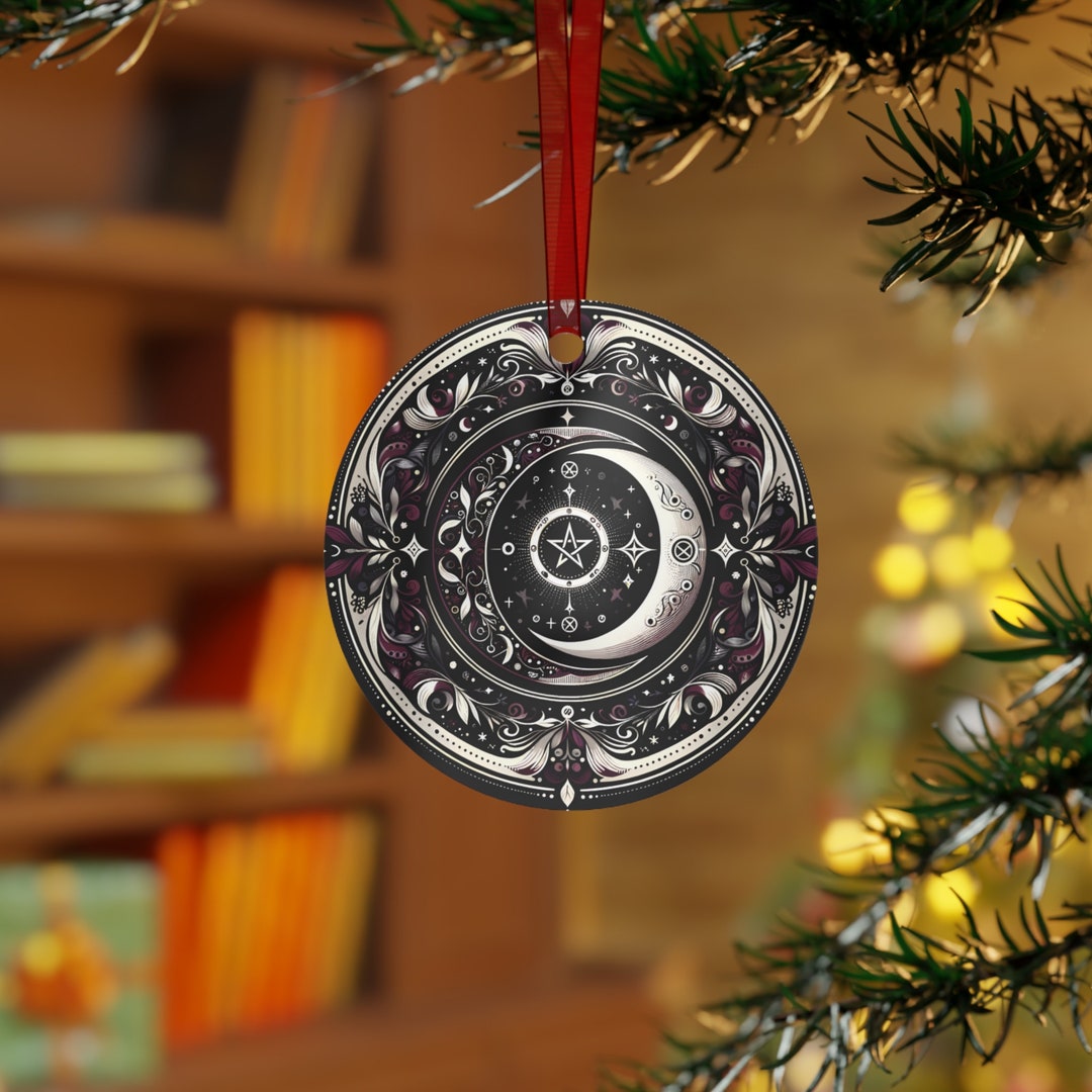 Metal Witchy Ornament, Mystical Celestial Ornament, Moon and Stars ...