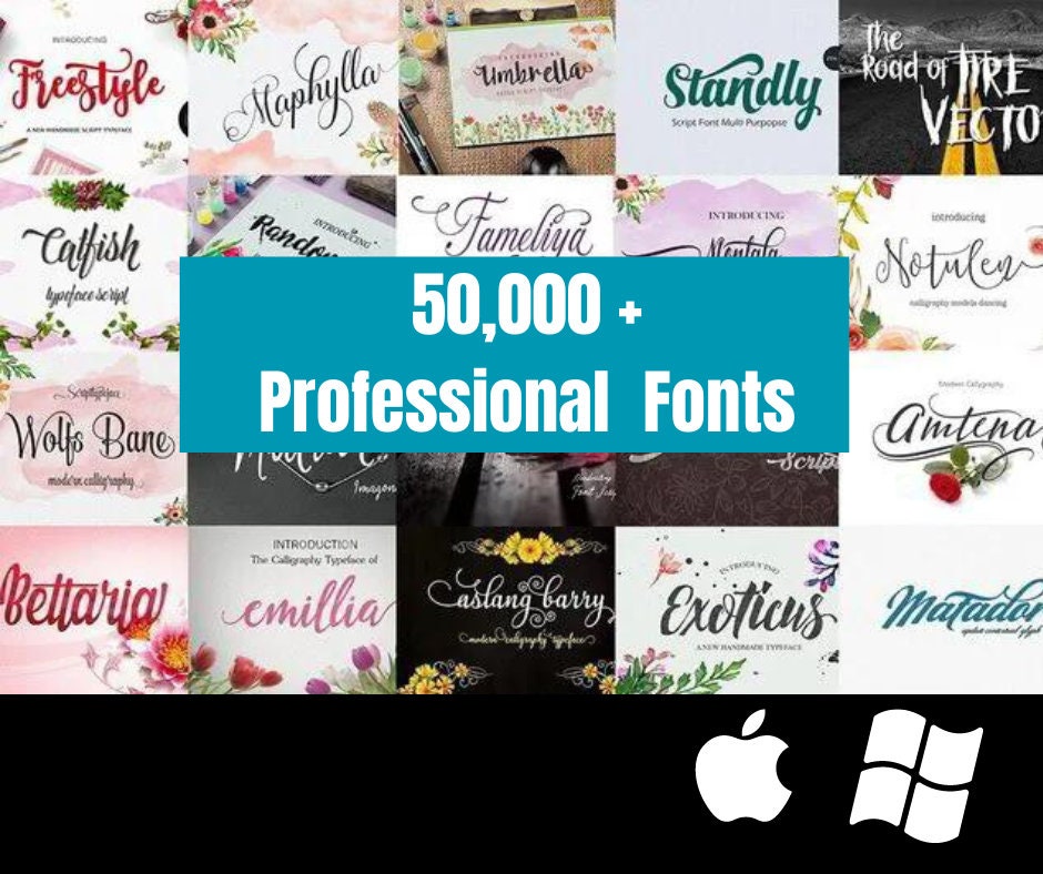 50,000 Mega Font Bundle for Canva, Cricut, Silhouette, Handwritten ...