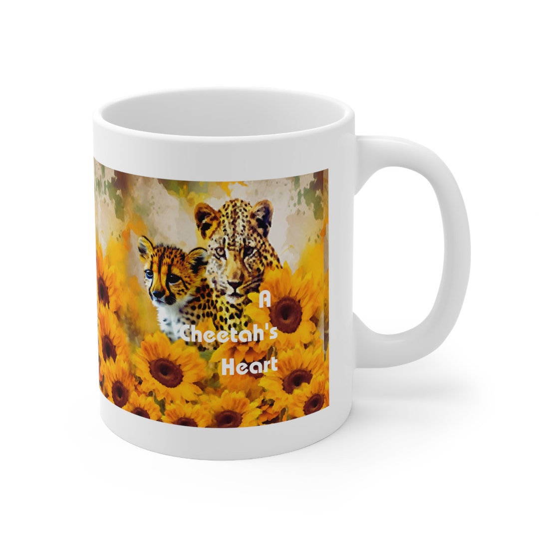 Cheetah, Mug, Sunflowers, Ceramic Mug 11oz - Etsy