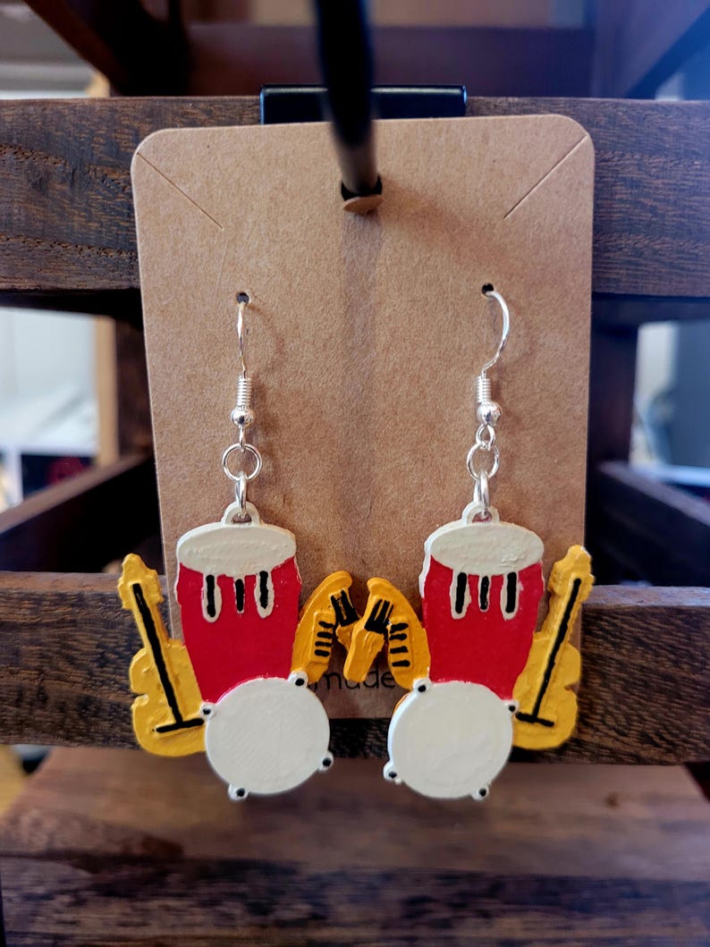 Puerto Rico Traditional Instruments Inspired Earrings - Etsy