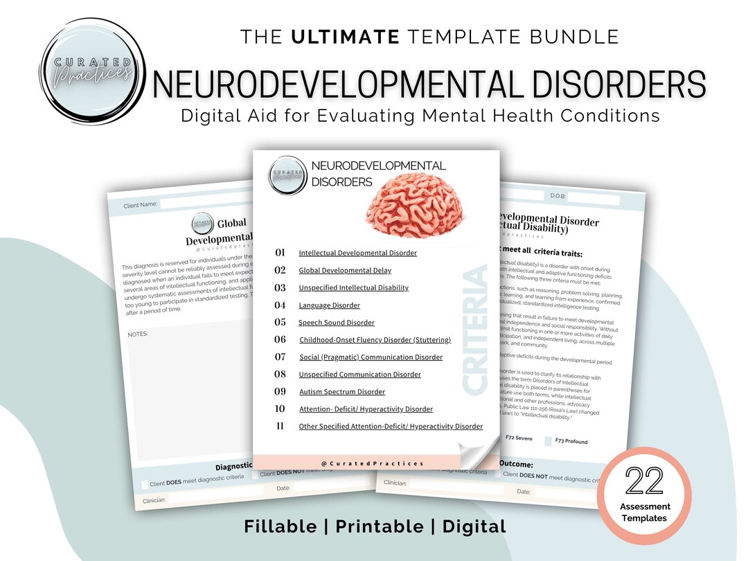 Neurodevelopmental Disorders Assessment PDF Templates | DSM 5 | DSM 5 ...