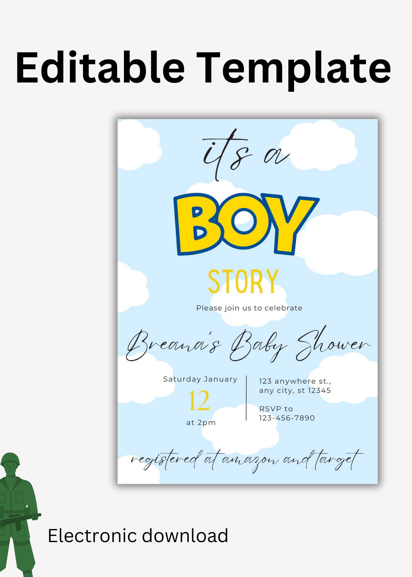 It’s a Boy-story Baby Shower Invitation Template | Toy Story-themed - Etsy
