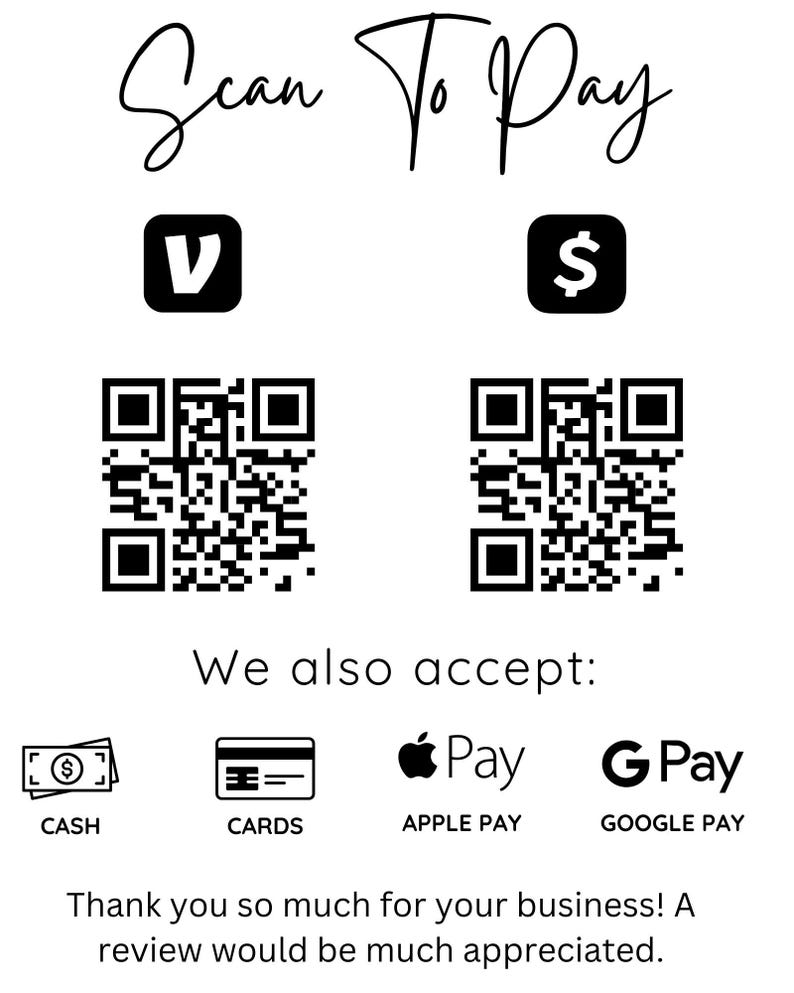 Scan to Pay QR Code Template for Small Businesses - Etsy