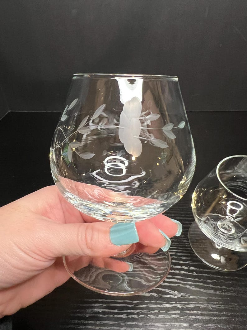 Pair of Vintage Princess House Heritage Crystal Brandy Snifters, 1980s ...