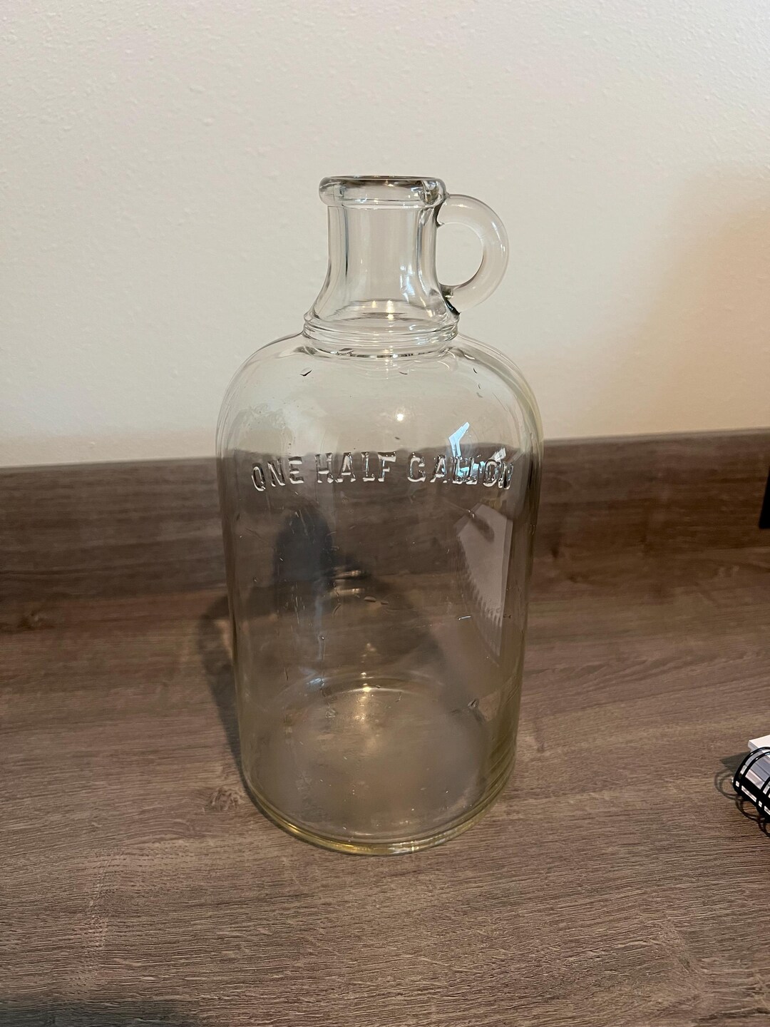 Vintage One Half Gallon Glass Jug/bottle - Clear Jug With Handle - Etsy