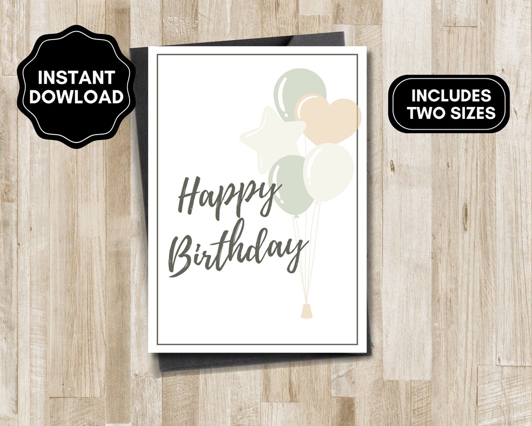 Happy Birthday Card Printable Card Instant Download - Etsy