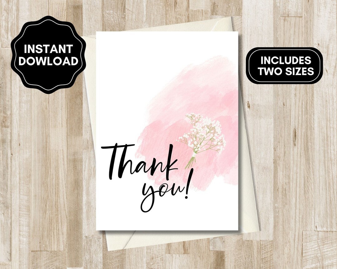 Printable Thank You Card Printable Card Instant Download - Etsy Portugal