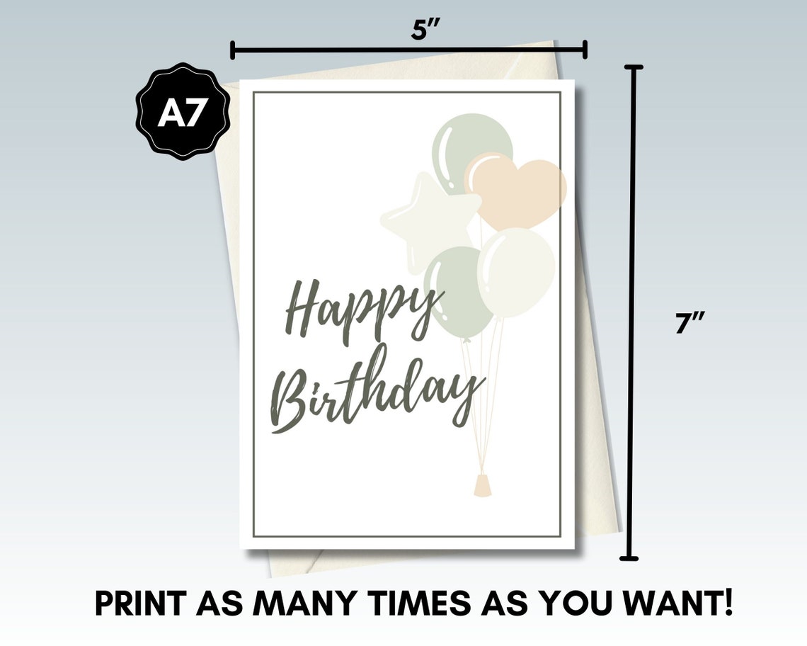 Happy Birthday Card Printable Card Instant Download - Etsy
