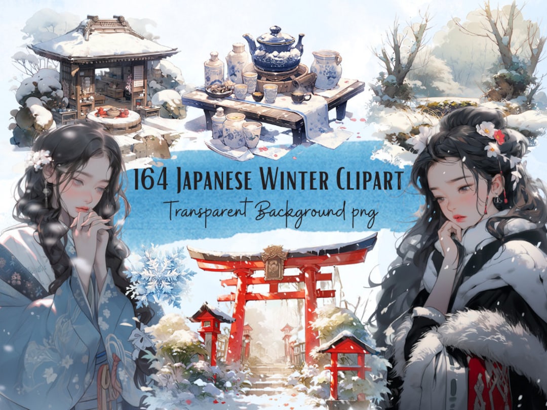 Winter in Japan Clipart Collection 164 Cozy Snowy - Etsy