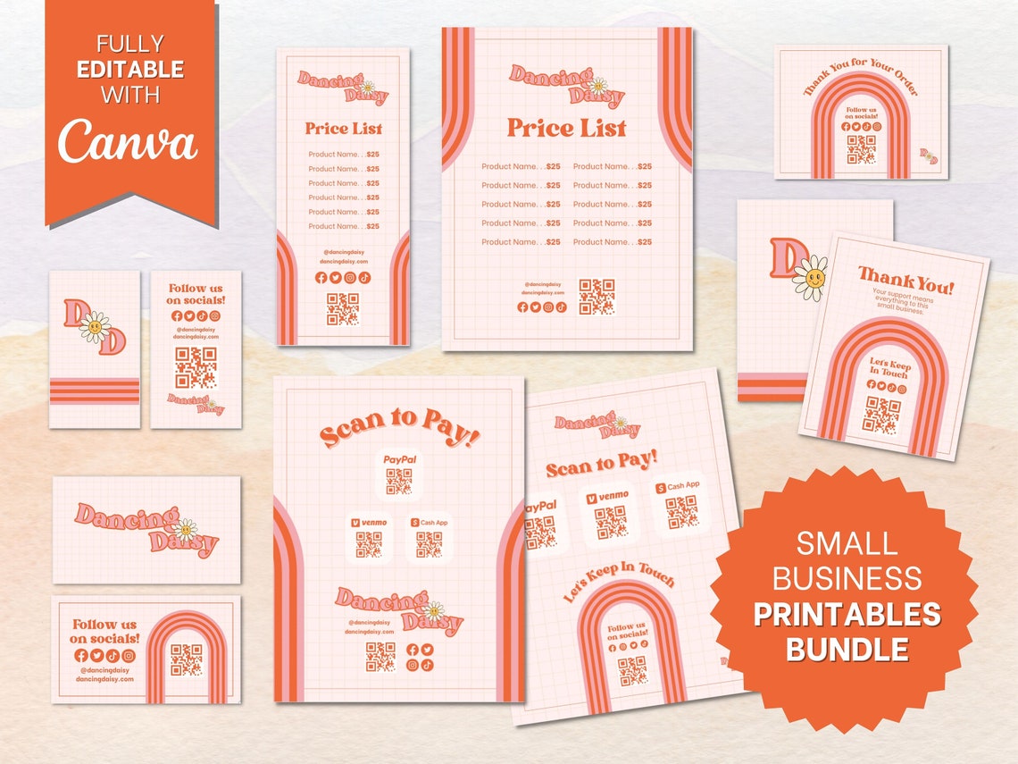 Small Business Printables Bundle Thank You Cards | Business Cards ...