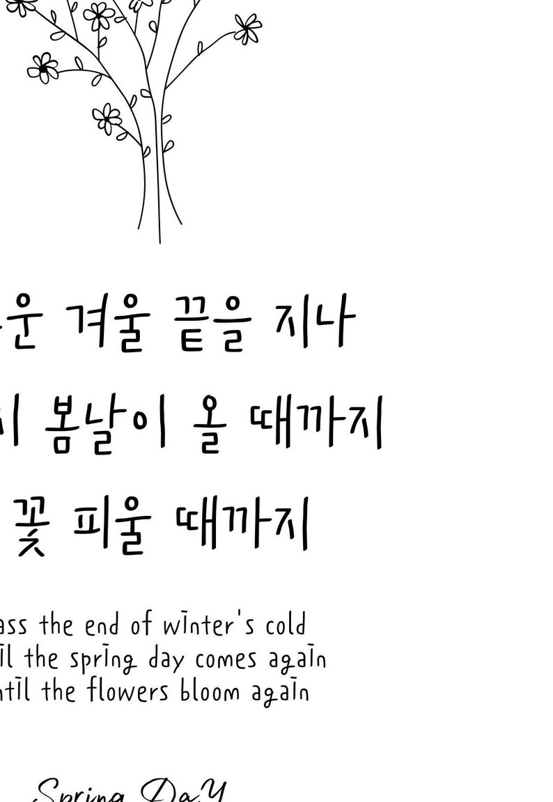 BTS Spring Day Lyrics Poster - Korean Kpop Wall Art, BTS Merchandise ...