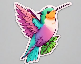 Cute Colorful Hummingbird Vinyl Sticker - Etsy