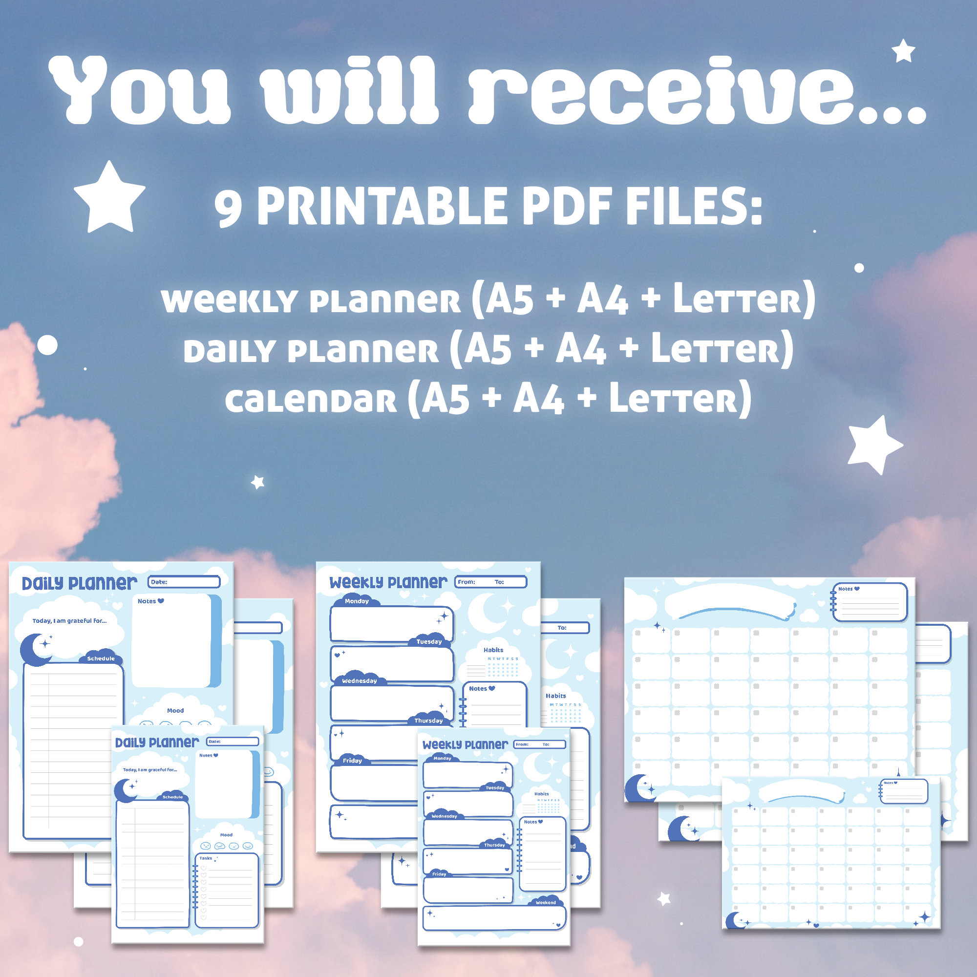Cute Printable Planner Set | Instant Download | Weekly Planner, Daily ...
