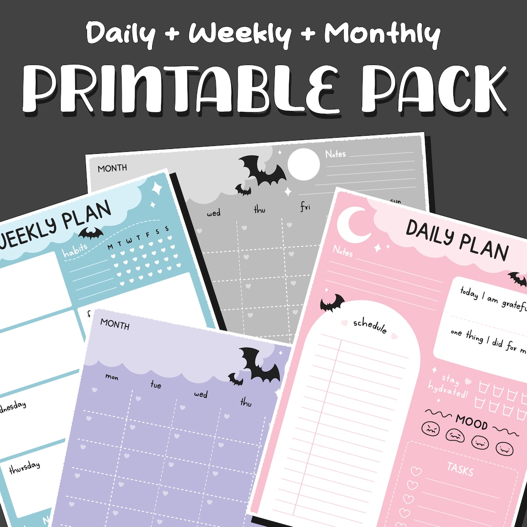 Cute Printable Planner Set | Instant Download | Weekly Planner, Daily ...