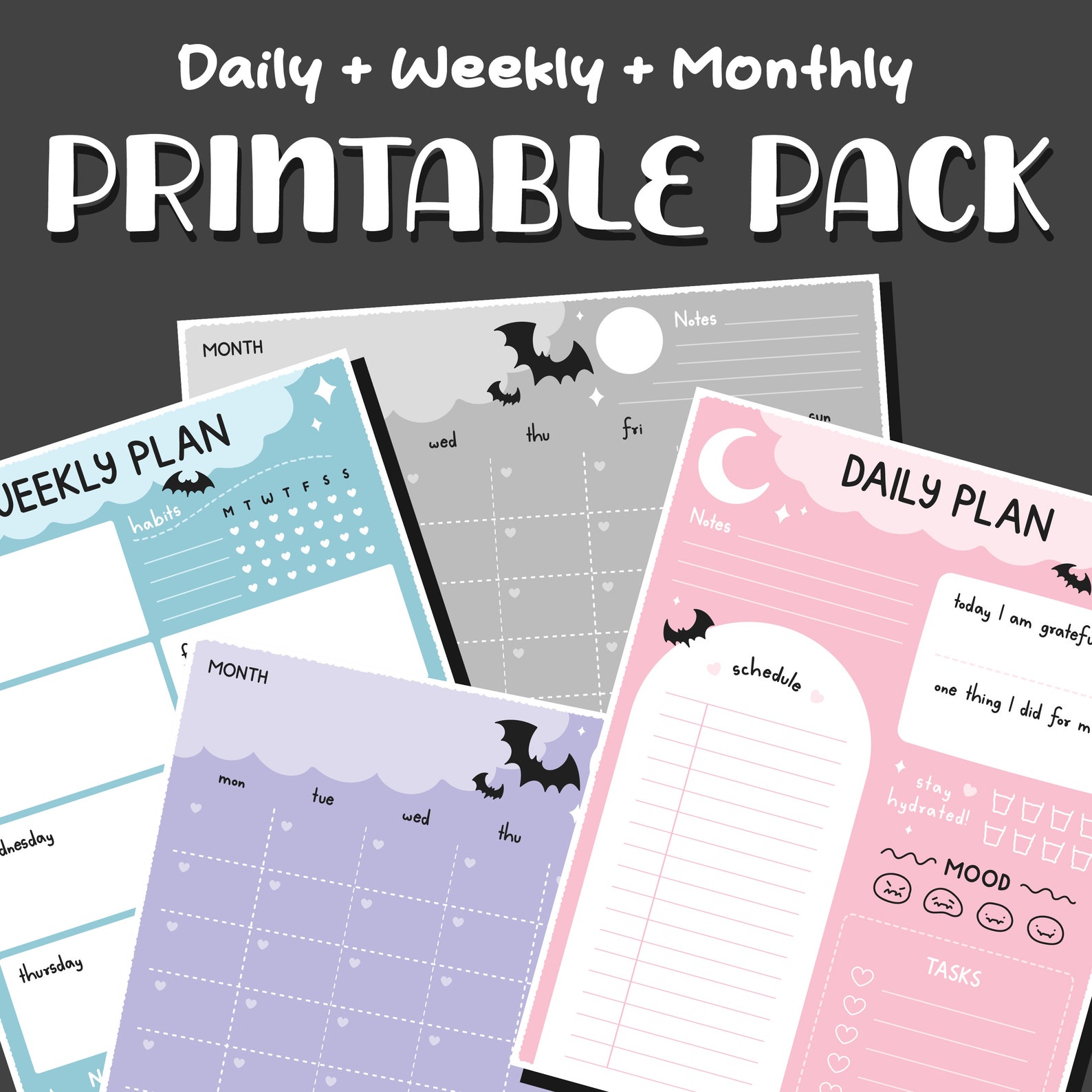 Cute Printable Planner Set | Instant Download | Weekly Planner, Daily ...