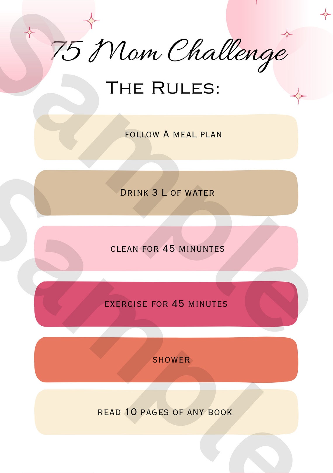 75 Mom Challenge Editable and Printable Mom Challenge: 75-day ...