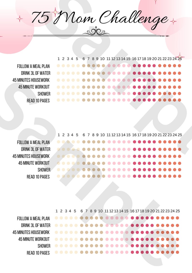 75 Mom Challenge Editable and Printable Mom Challenge: 75-day ...