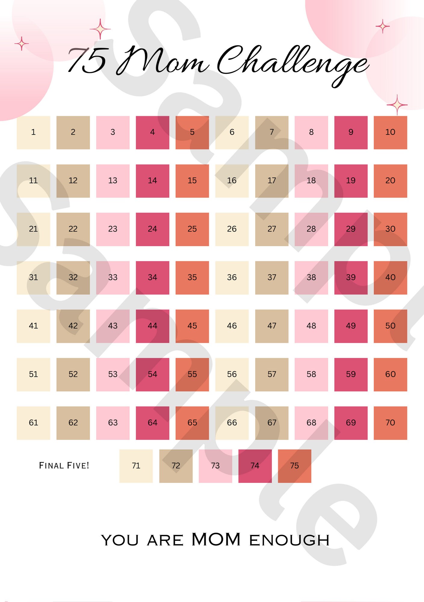 75 Mom Challenge Editable and Printable Mom Challenge: 75-day ...
