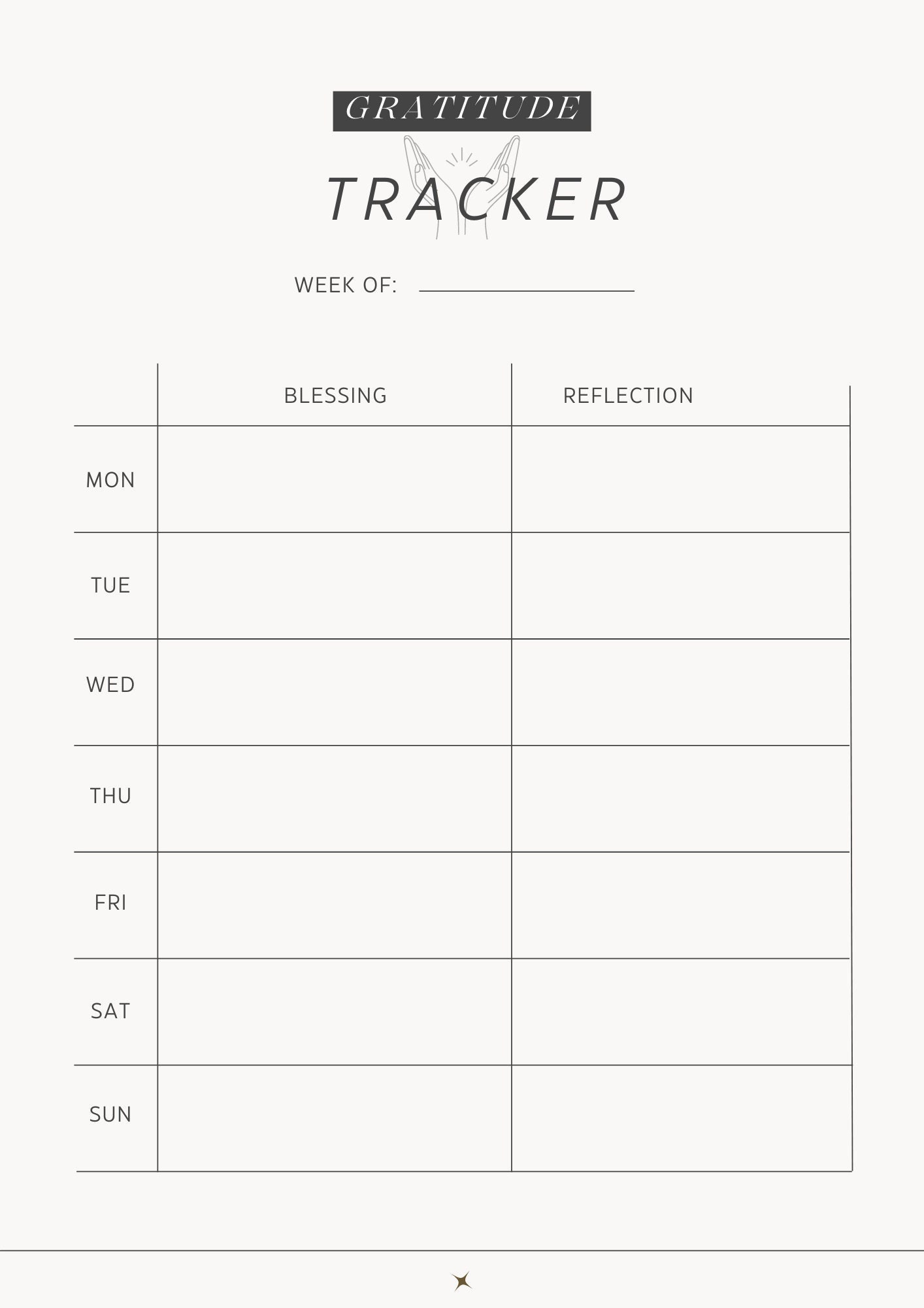 Gratitude Tracker, Counting Blessings, Thankful, Mindfulness Tracker ...