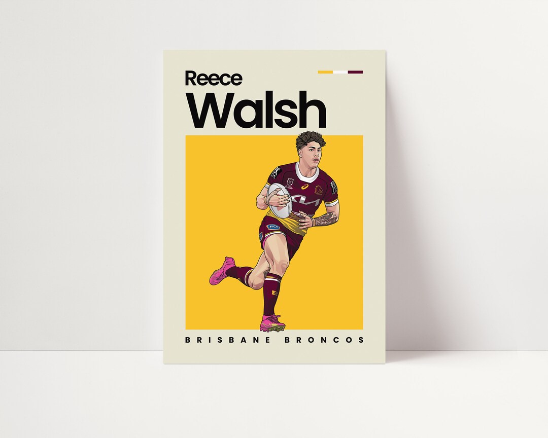 Reece Walsh Brisbane Broncos Poster, Minimalist Poster, Rugby League ...